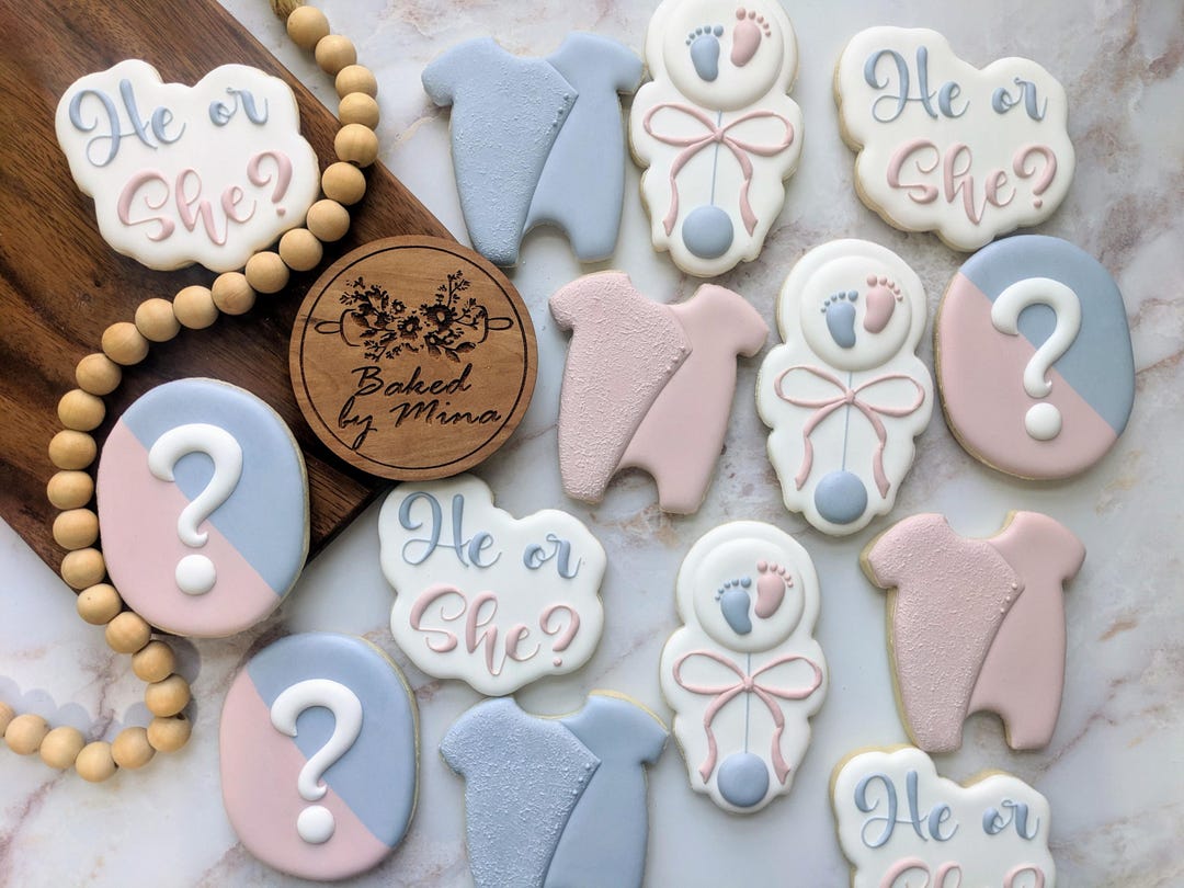 He or She Cookies | 1 Dozen Butter Vanilla Sugar Cookies | Gender ...