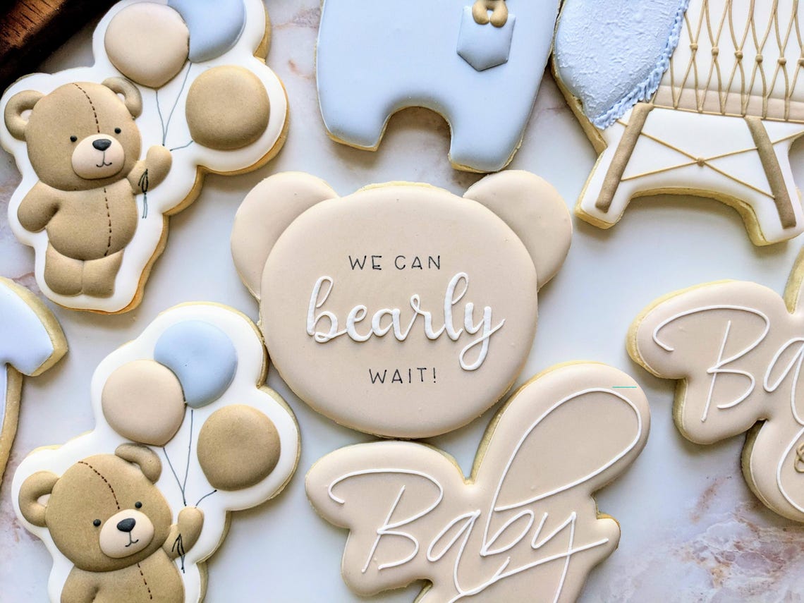 We Can Bearly Wait Baby Shower Cookies | Butter Vanilla Sugar Cookies ...