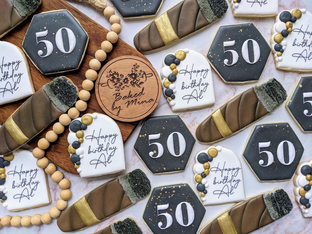 Black and Gold Cigar Birthday Cookies | Butter Vanilla Sugar Cookies ...
