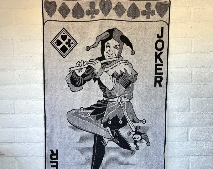 80s Beach Towel - Vintage Playing Card Joker Towel - Cool 1980s Black ...