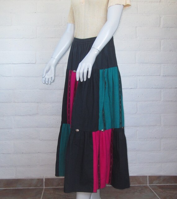 80s Western Skirt - Vintage Cotton Patchwork Skirt - … - Gem