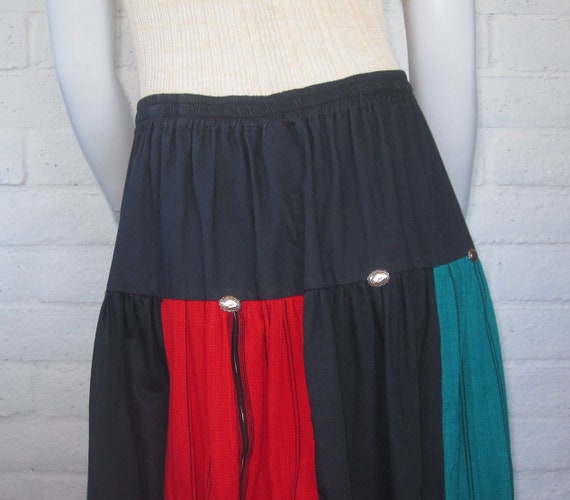 80s Western Skirt - Vintage Cotton Patchwork Skirt - … - Gem