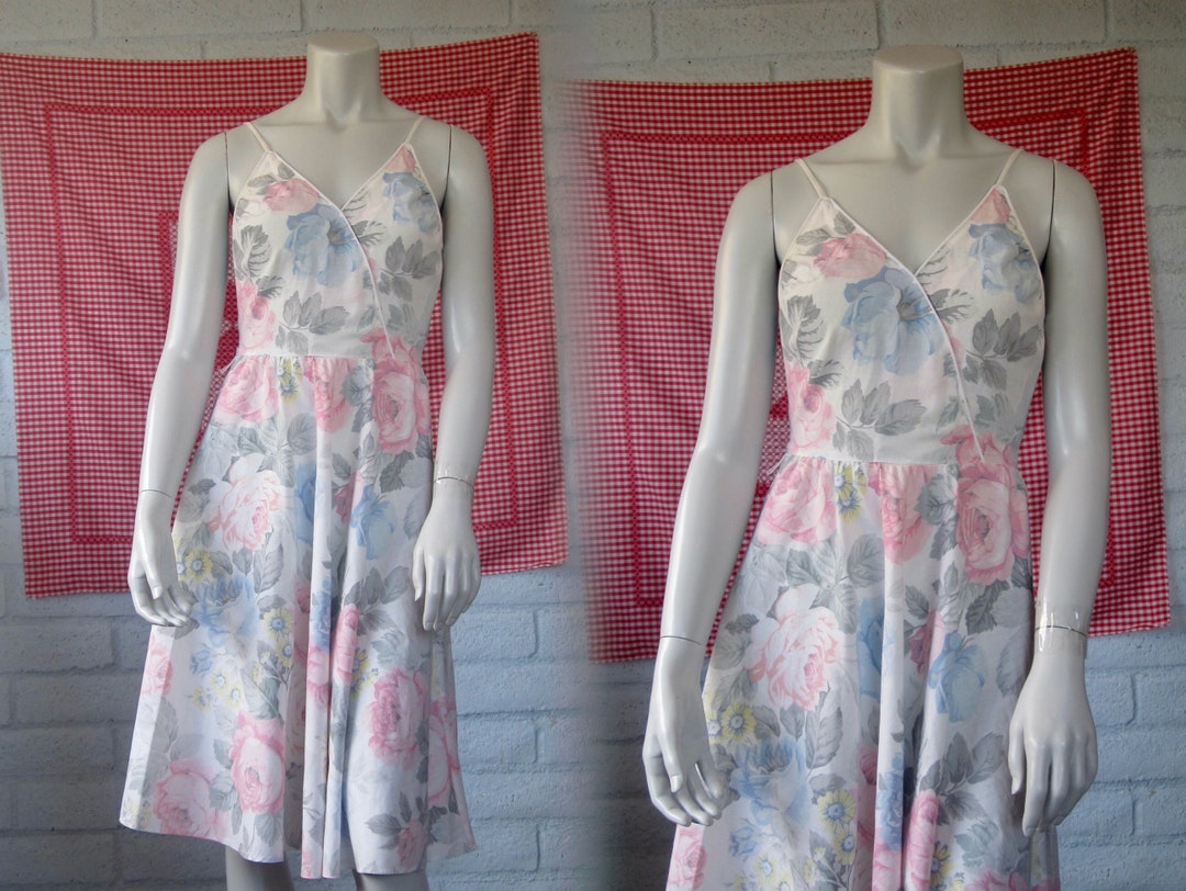 80s Floral Sundress Vintage Cotton Pastel Dress by Bee Darlin' Sweet ...