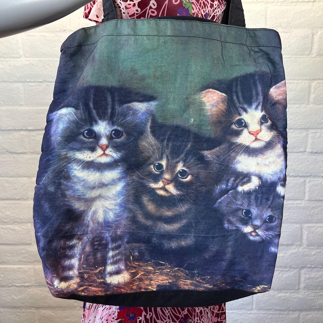 Kitten Tote Bag - 90s Salamander Graphix Kitten Carryall - Vintage Cat ...