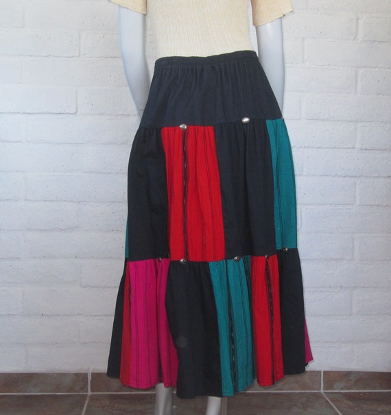 80s Western Skirt - Vintage Cotton Patchwork Skirt - … - Gem