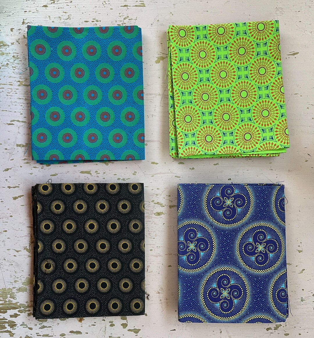 Lot of 4 Fabric Remnants From Three Cats by Da Gama Textiles Shweshwe ...
