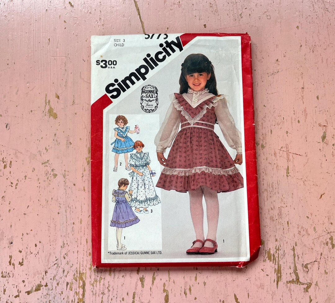 80s Gunne Sax Pattern - Simplicity #5773 Girls Prairie Dress - Vintage ...
