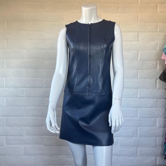 Rare 60s Vinyl Dress - Vintage Mod Navy Blue Vinyl Mi… - Gem
