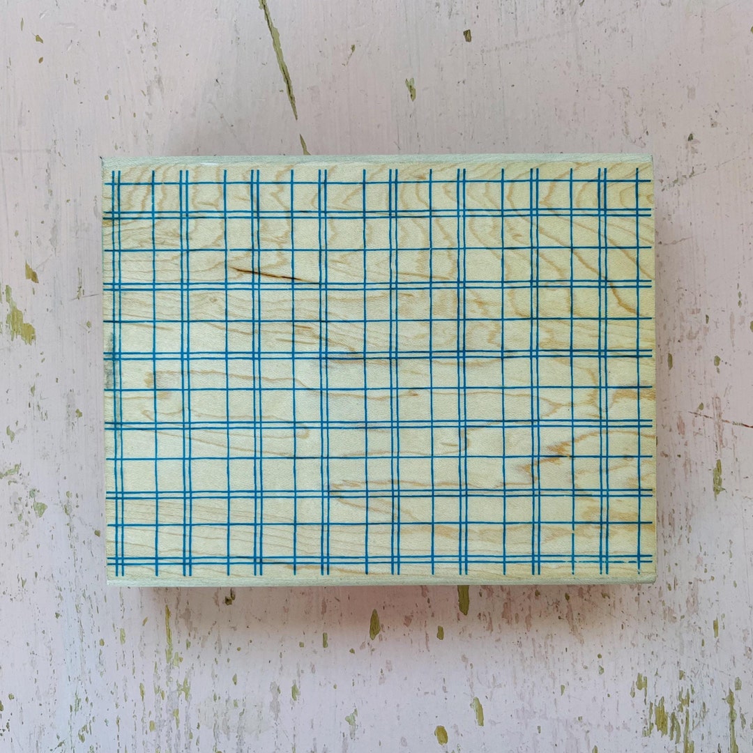Vintage Line Grid Rubber Stamp - Large Grid Pattern Wood Mounted Stamp ...