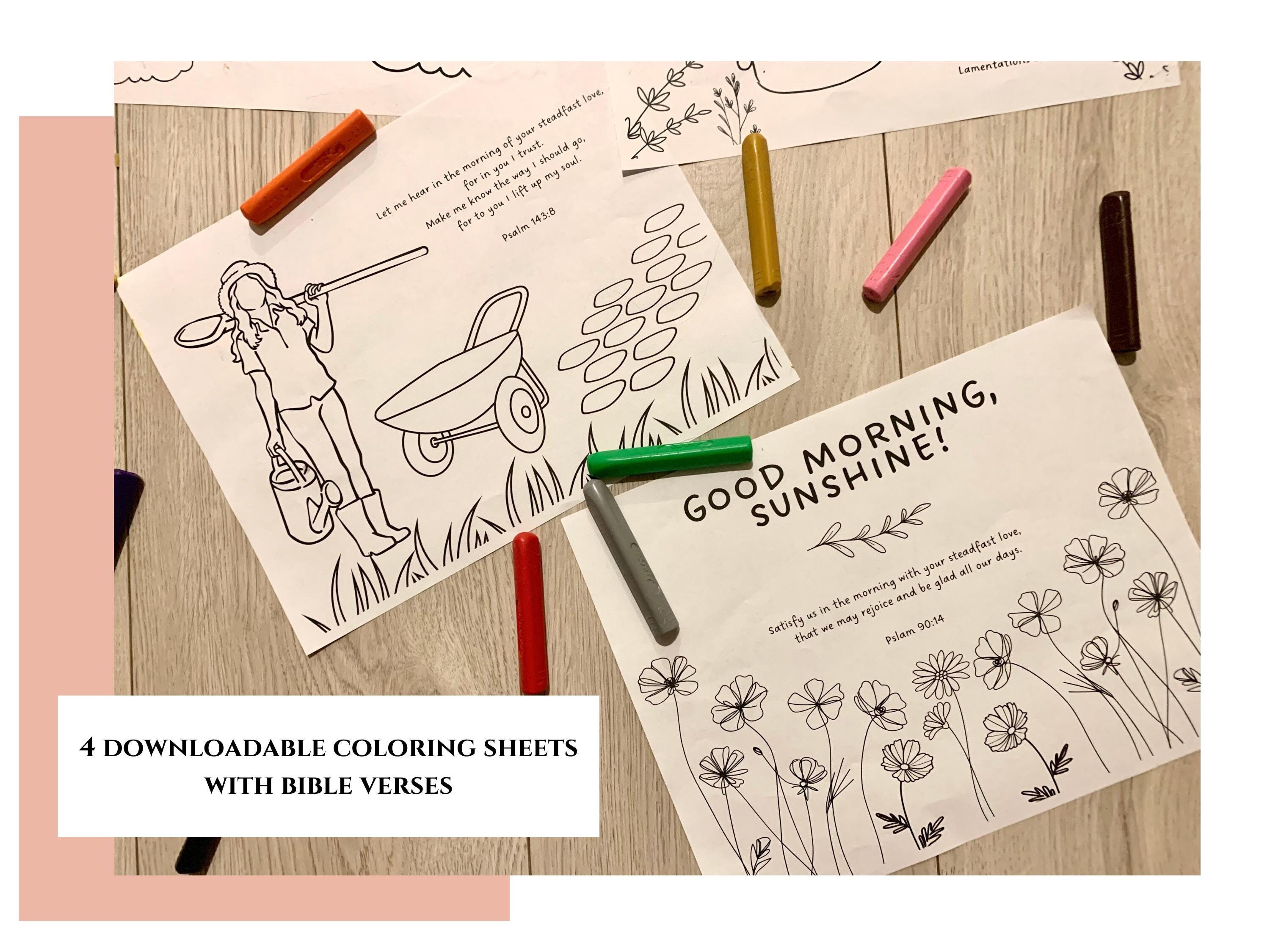 Printable Morning Quiet Time Coloring Sheets 4 Bible Verse Pages for ...