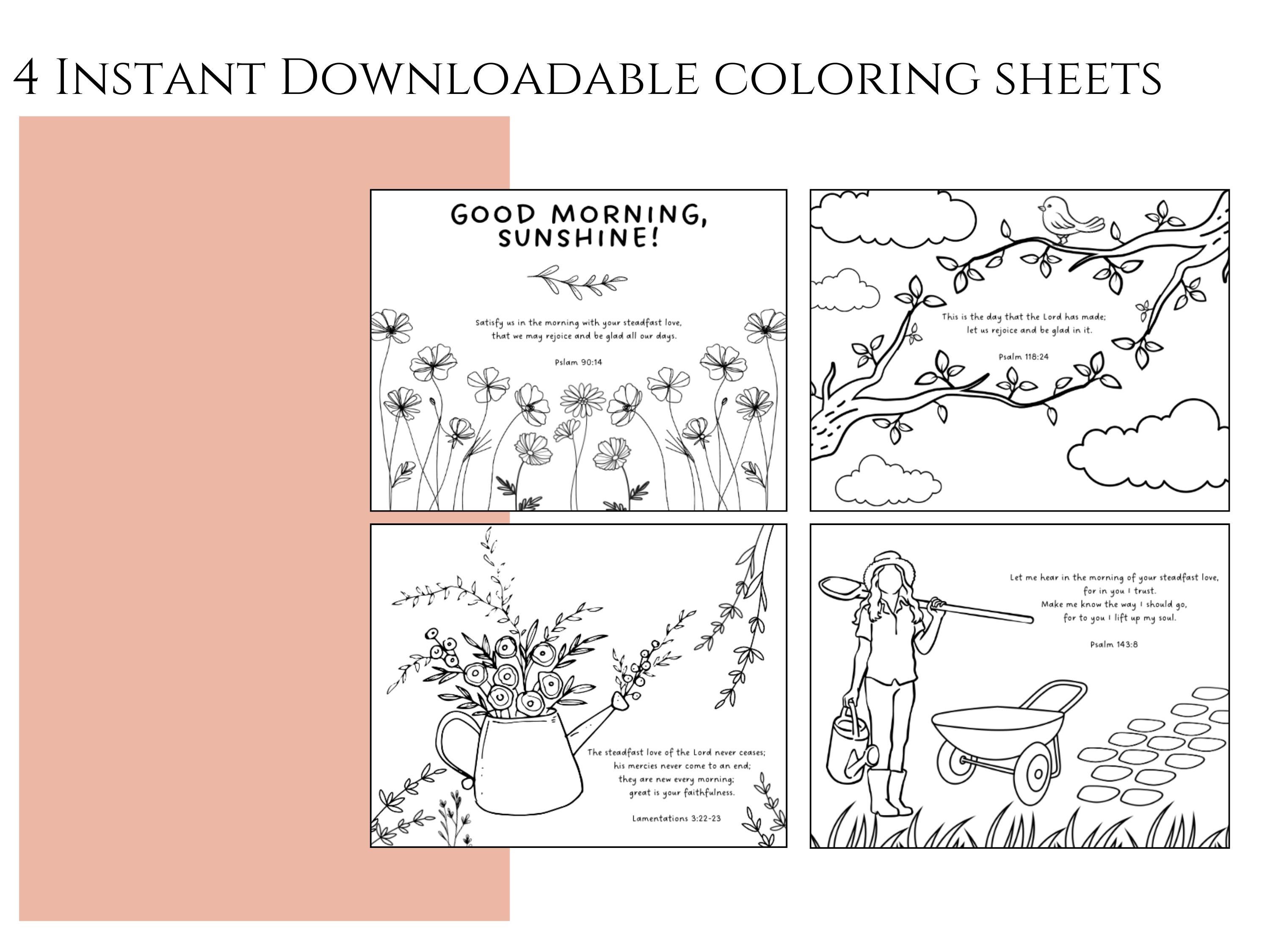 Printable Morning Quiet Time Coloring Sheets 4 Bible Verse Pages for ...
