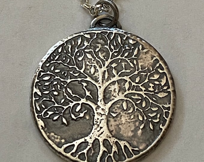 Silver Tree of Life Etched Pendant Necklace Amulet Sterling Silver ...