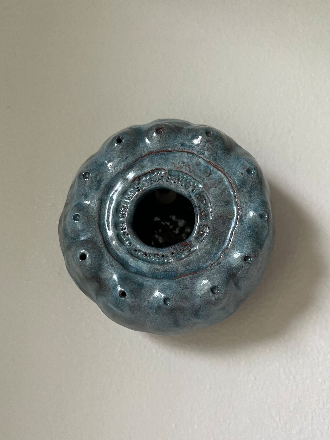 Ceramic Wall Art Red Clay With Blue Glaze Sea Portal Pod 12 - Etsy