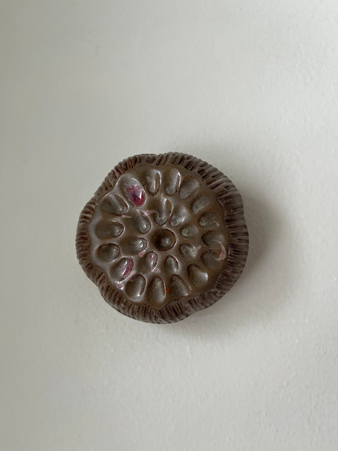 Red Clay Ceramic Bloom Pod Wall Art Pod With Turquoise Green Glaze 7 - Etsy