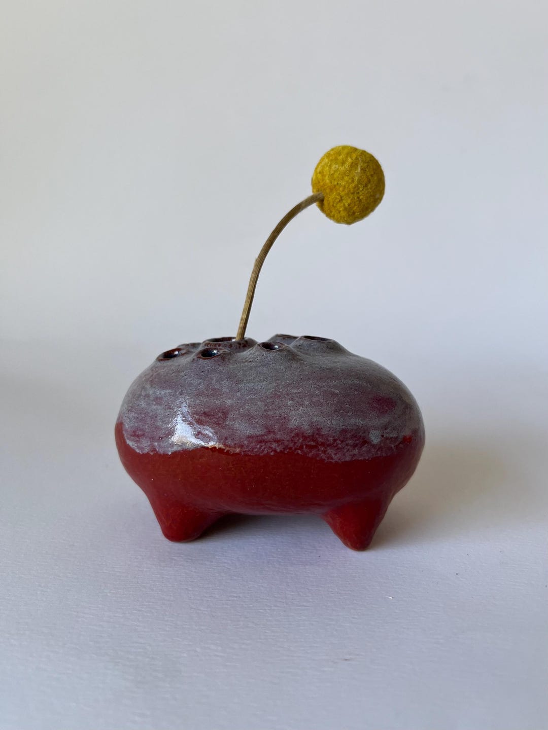 Ceramic Vase With 4 Legs Red and Purple 38 - Etsy