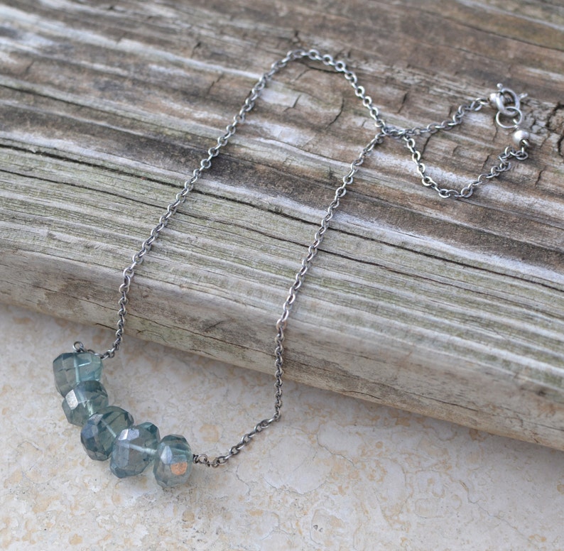 Blue Green Quartz Necklace - Faceted Blue Green Quartz Gemstone Nuggets ...
