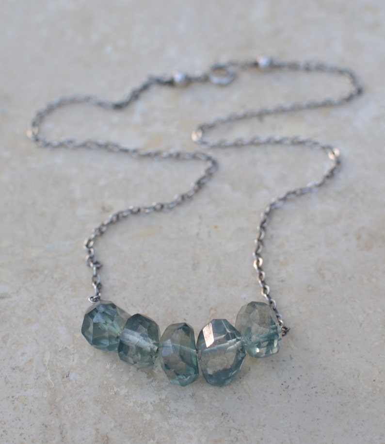 Blue Green Quartz Necklace - Faceted Blue Green Quartz Gemstone Nuggets ...