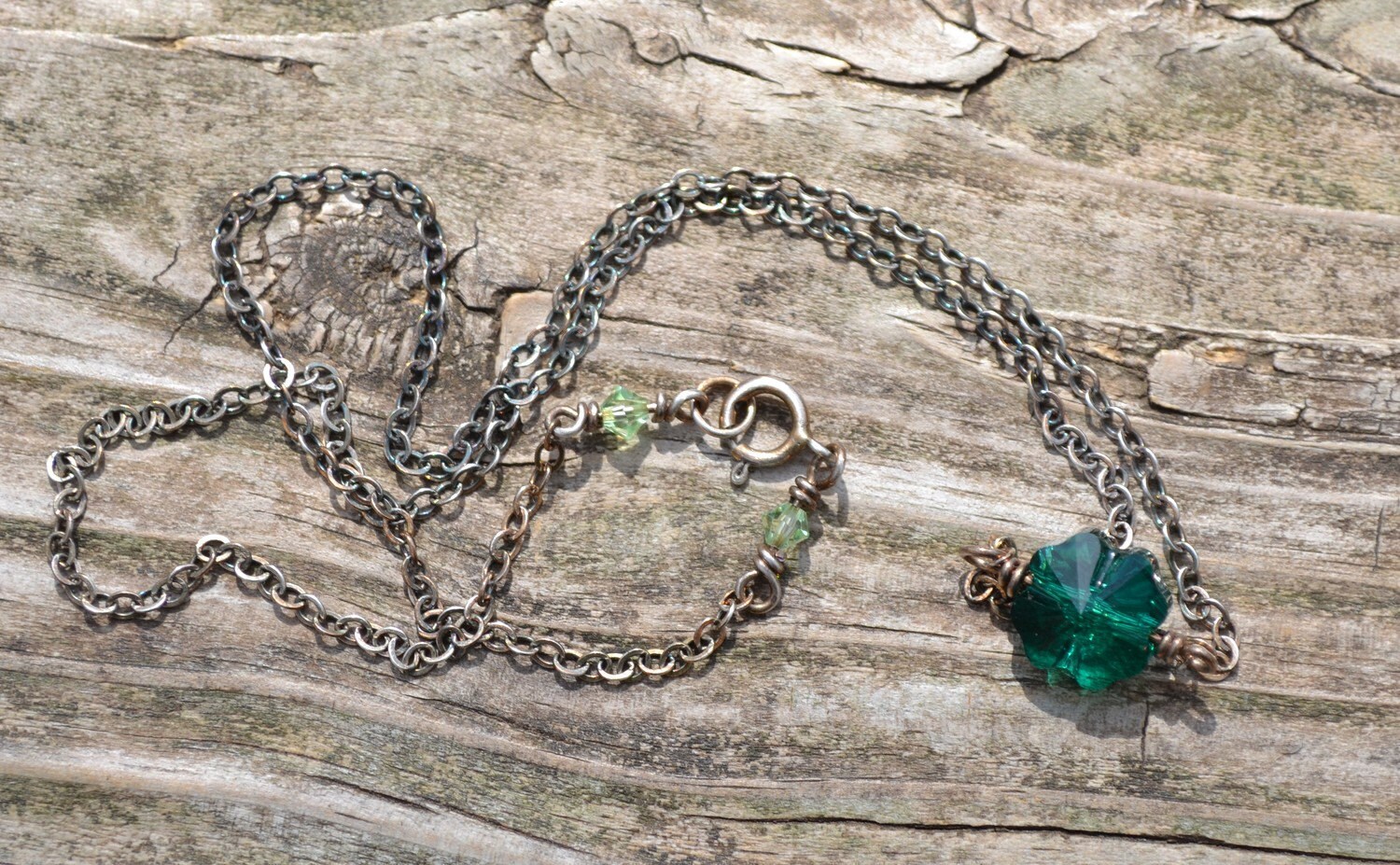 Rock the Shamrock - Swarovski Crystal Shamrock Necklace With Oxidized ...