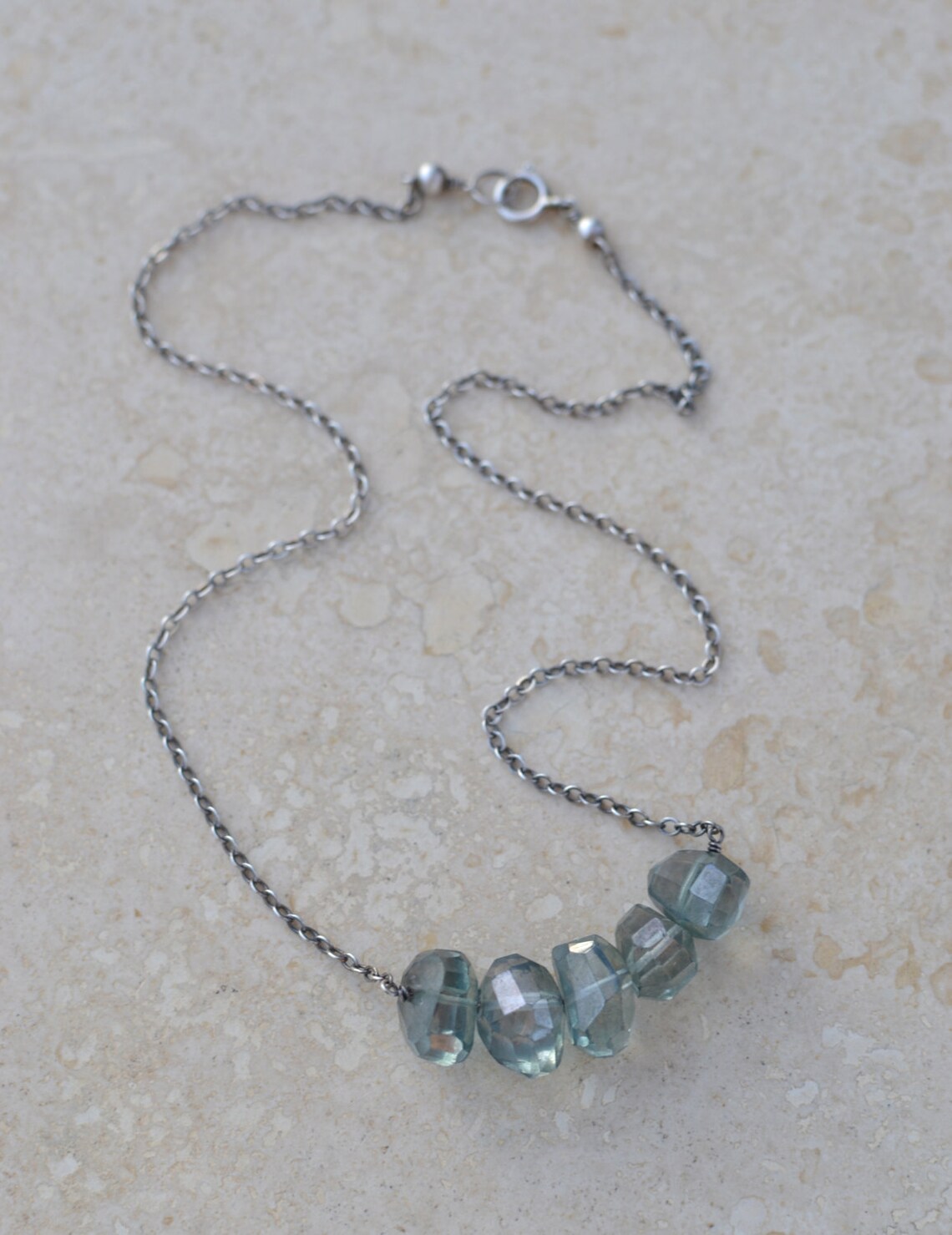 Blue Green Quartz Necklace Faceted Blue Green Quartz - Etsy