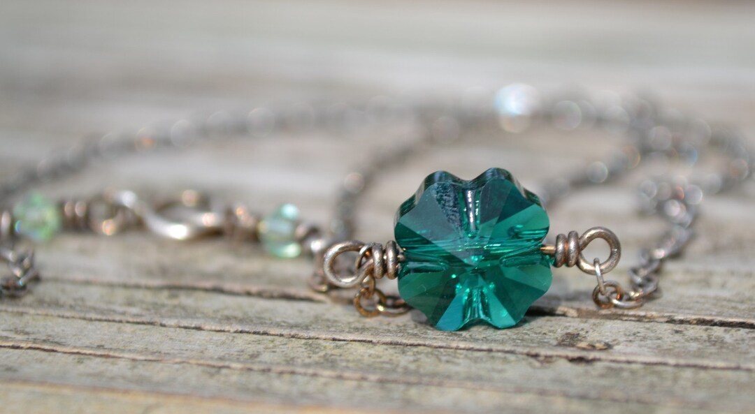 Rock the Shamrock - Swarovski Crystal Shamrock Necklace With Oxidized ...
