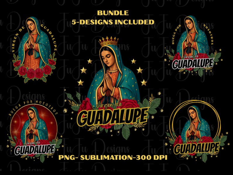Virgen De Guadalupe PNG Bundle, Catholic Religious Clipart, Sublimation ...