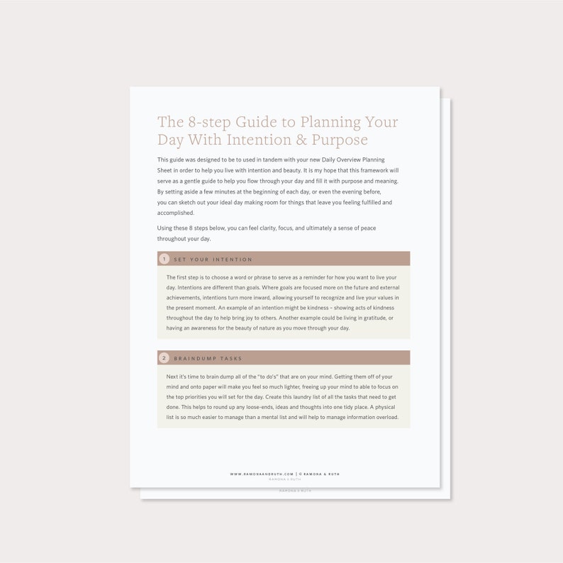 Daily Overview Planning Sheet Printable File // Daily - Etsy