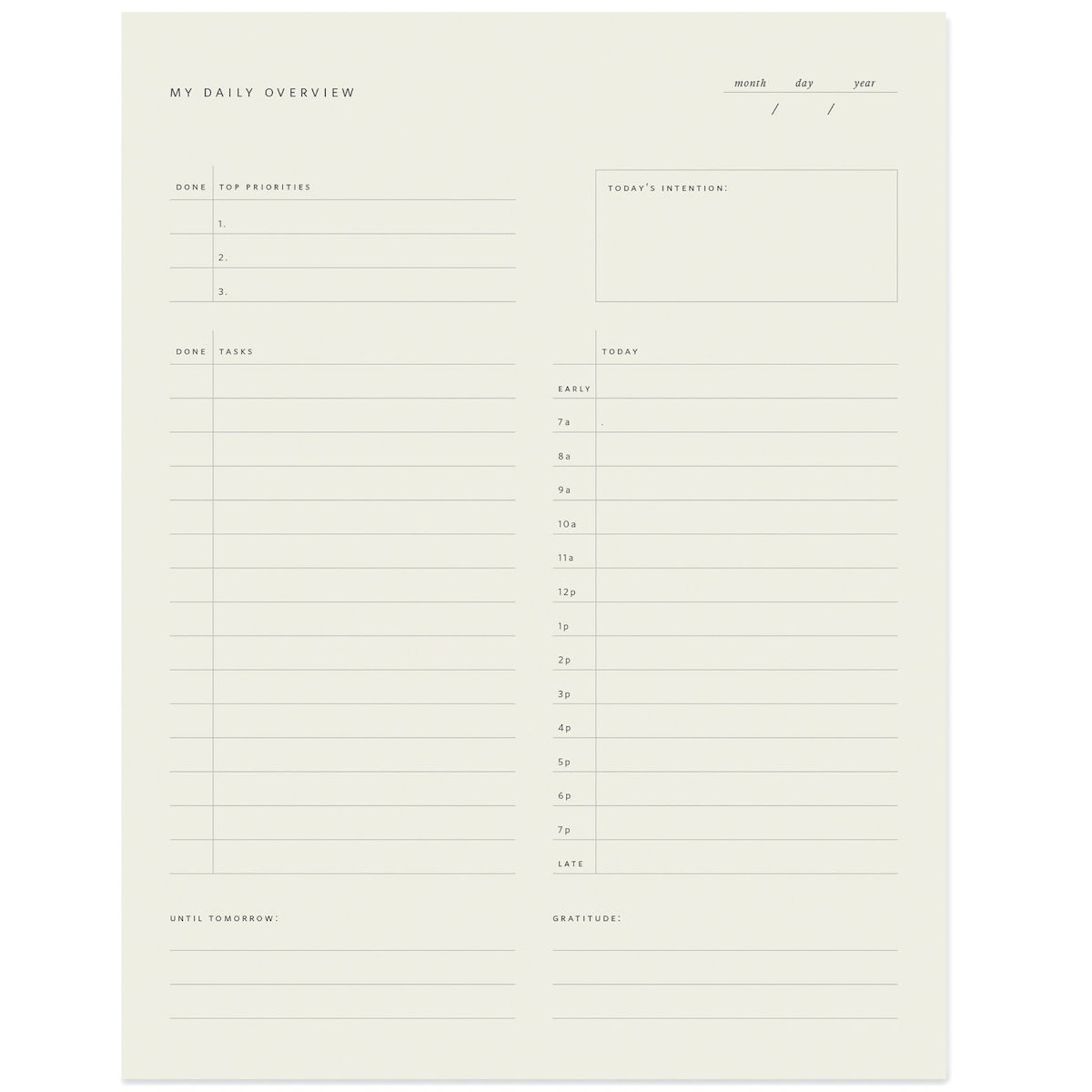Daily Overview Notepad // Daily Organizer, Daily Planner, Daily Agenda ...
