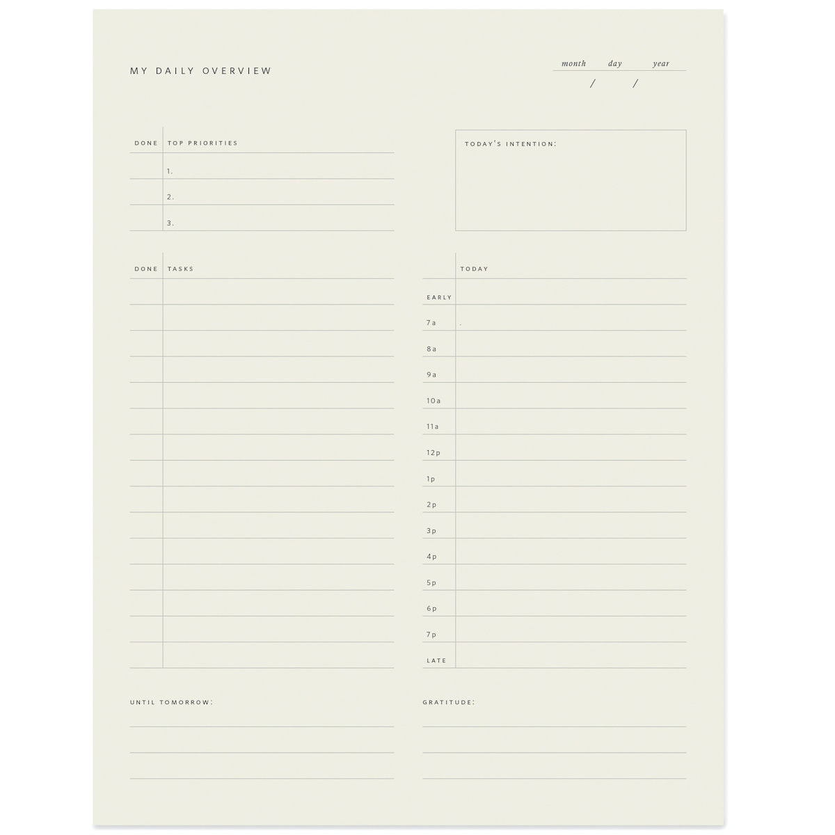 Daily Overview Notepad // Daily Organizer, Daily Planner, Daily Agenda ...