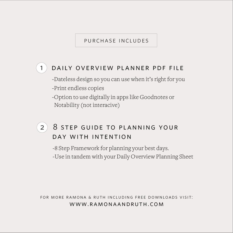 Daily Overview Planning Sheet Printable File // Daily - Etsy