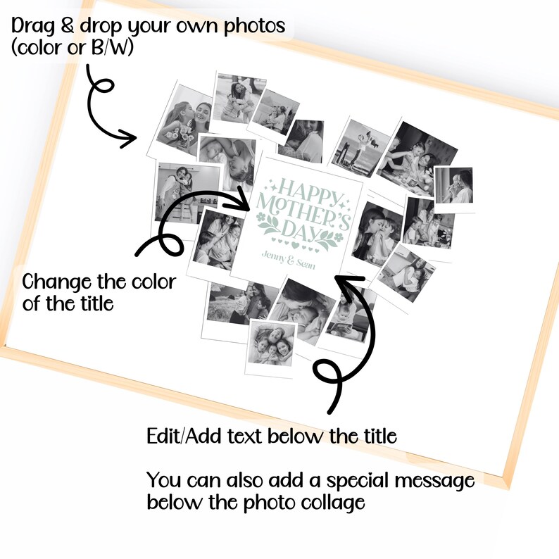 Custom Heart Mama Photo Collage Poster | Mother's Day | Edit Yourself ...