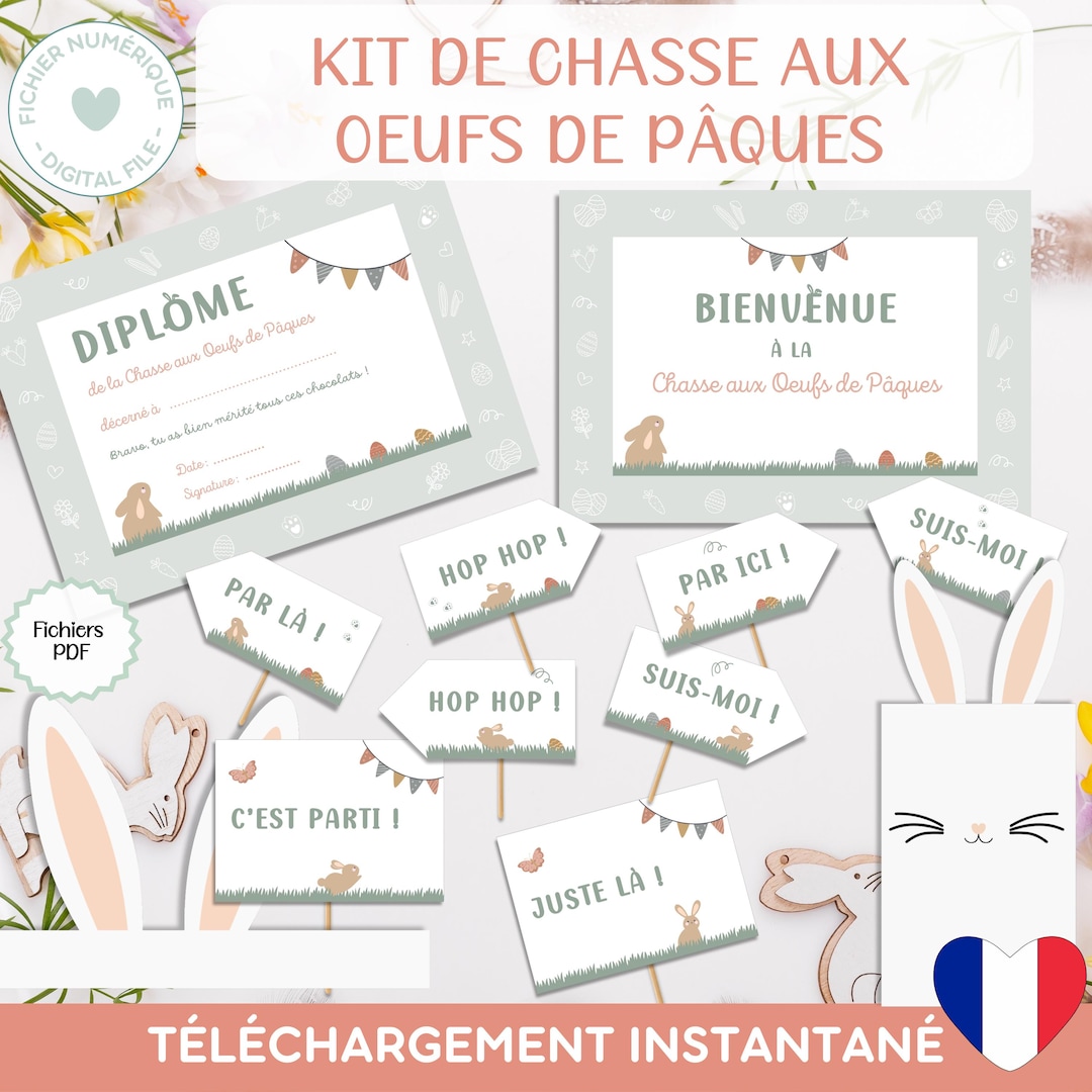 Easter Egg Hunt Kit, DIY Easter Diploma | Brown and Pink Bunny Template ...