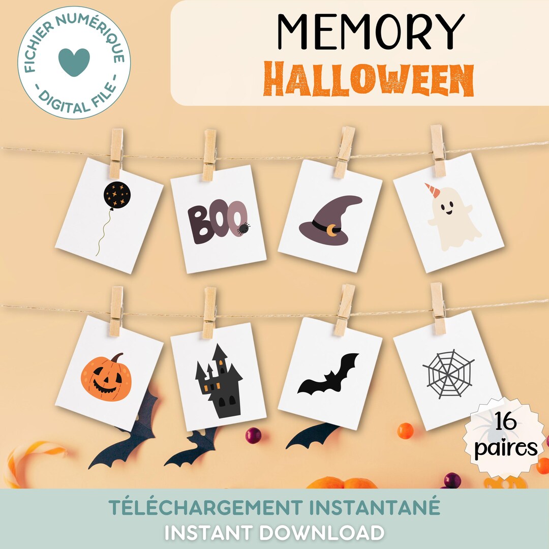 Halloween Flashcards | Printable Memory Cards Game | Digital Download ...