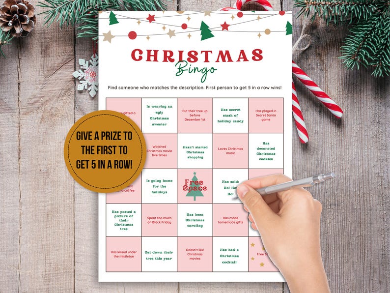 Christmas Bingo, Find the Guest Bingo, Christmas Game, Holiday Party ...