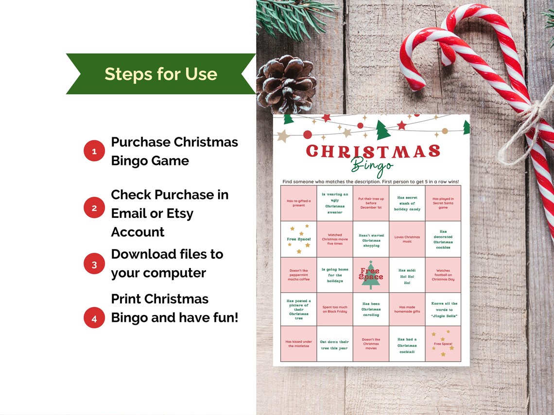Christmas Bingo Game, Holiday Party Activity, Find the Guest Bingo - Etsy