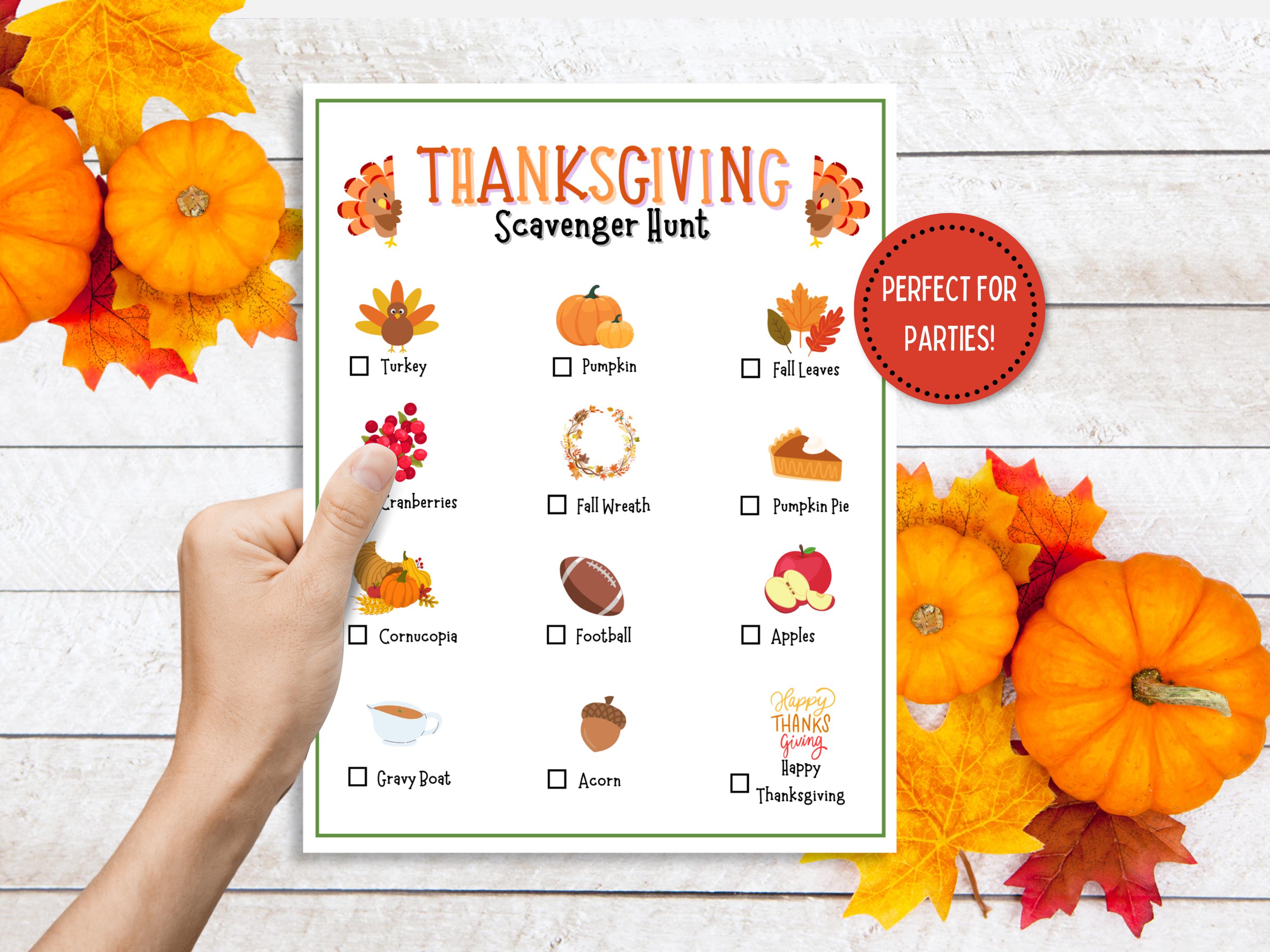 Printable Thanksgiving Game, Thanksgiving Scavenger Hunt, Thanksgiving ...