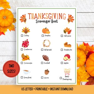 Printable Thanksgiving Game, Thanksgiving Scavenger Hunt, Thanksgiving ...