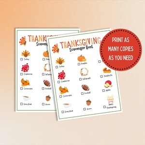 Printable Thanksgiving Game, Thanksgiving Scavenger Hunt, Thanksgiving ...