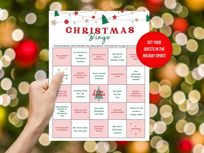 Christmas Bingo, Find the Guest Bingo, Christmas Game, Holiday Party ...