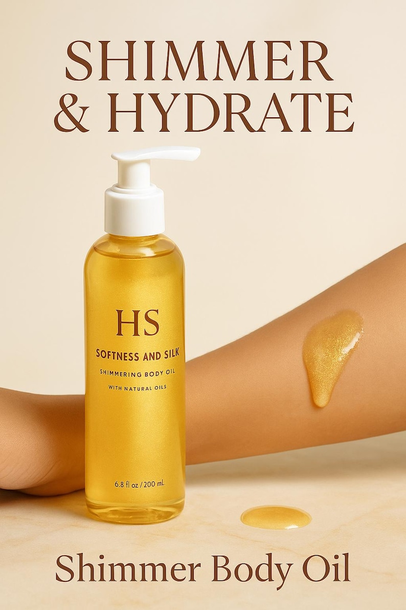 Shimmer Body Oil – Golden or Bronze Glow – Natural Lightweight Oil for ...
