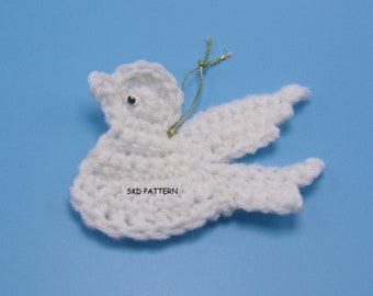 CROCHET PATTERN Dove in Flight Tiny Crocheted Dove Ornament or Applique ...