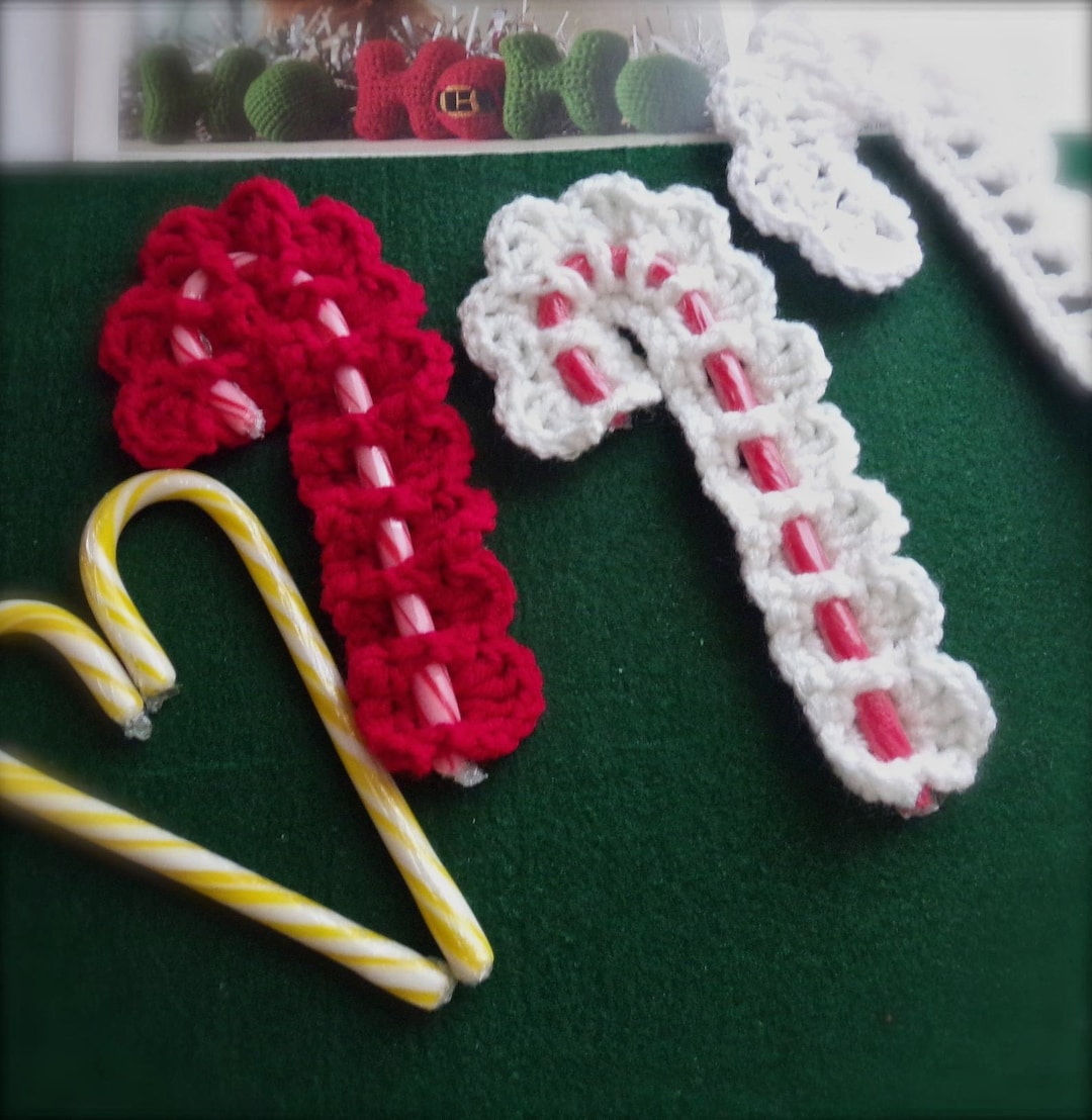 Christmas Crochet Candy Cane Cover Set, Decoration - Etsy