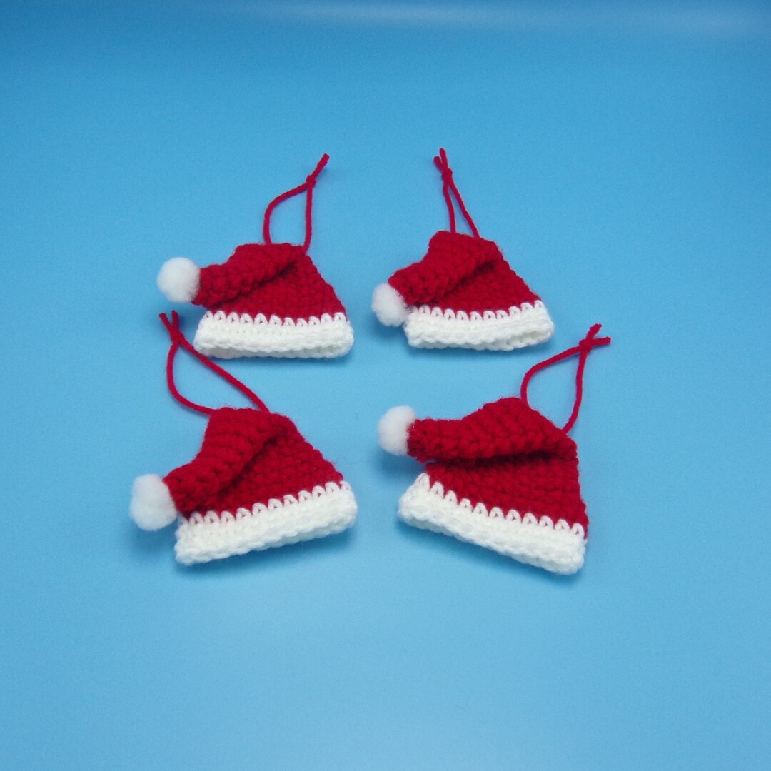 Crochet Mini Santa Hat Decorations Set of Four - Etsy