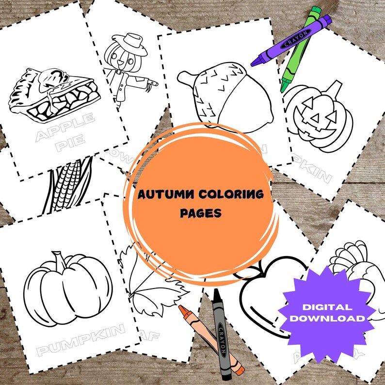 Autumn Coloring Pages - Etsy