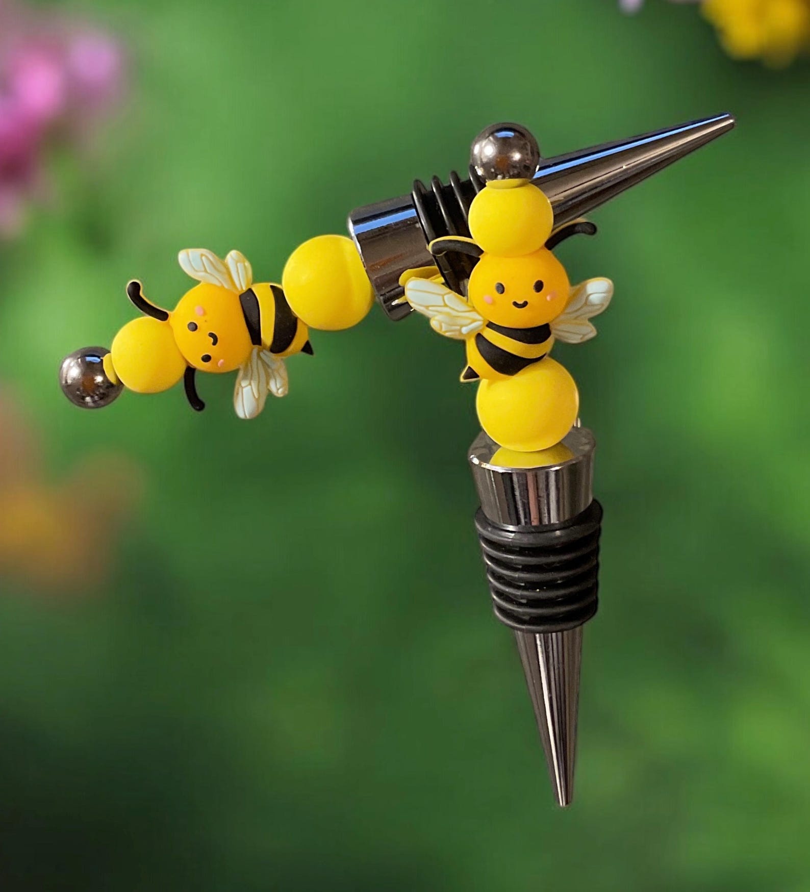 Handmade Honey Bee Bottle Stopper: Wood & Silicone Accent - Etsy