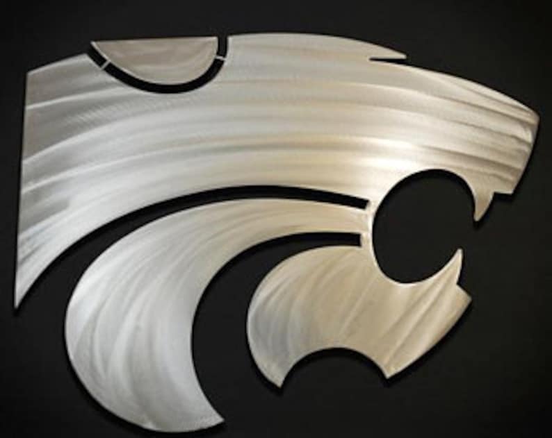 24" KSU Powercat Stainless Steel Hand Etched Detail Wall Art - Etsy