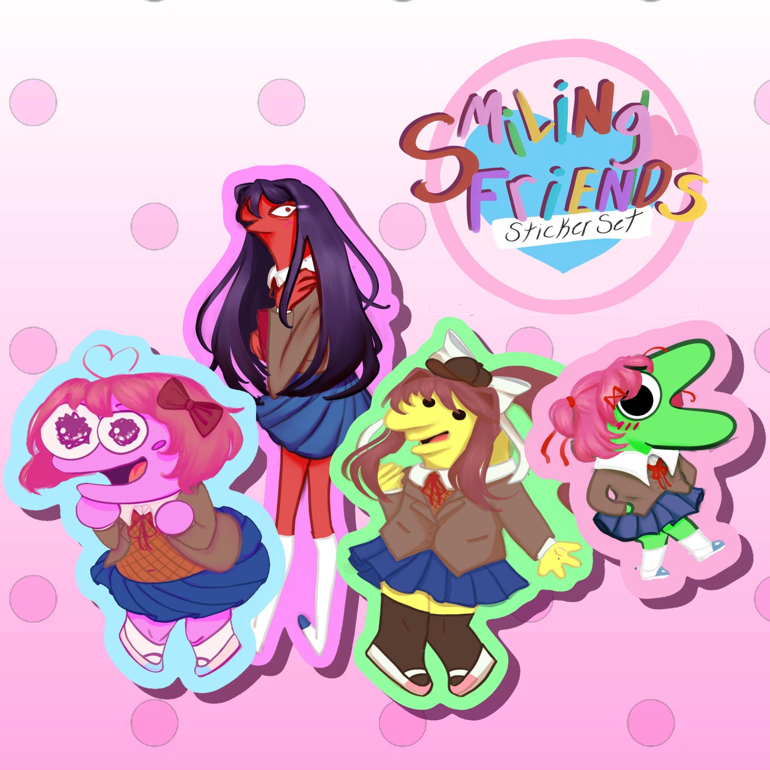Smiling Friends X Doki Doki Literature Club Sticker Set HOLOGRAPHIC - Etsy
