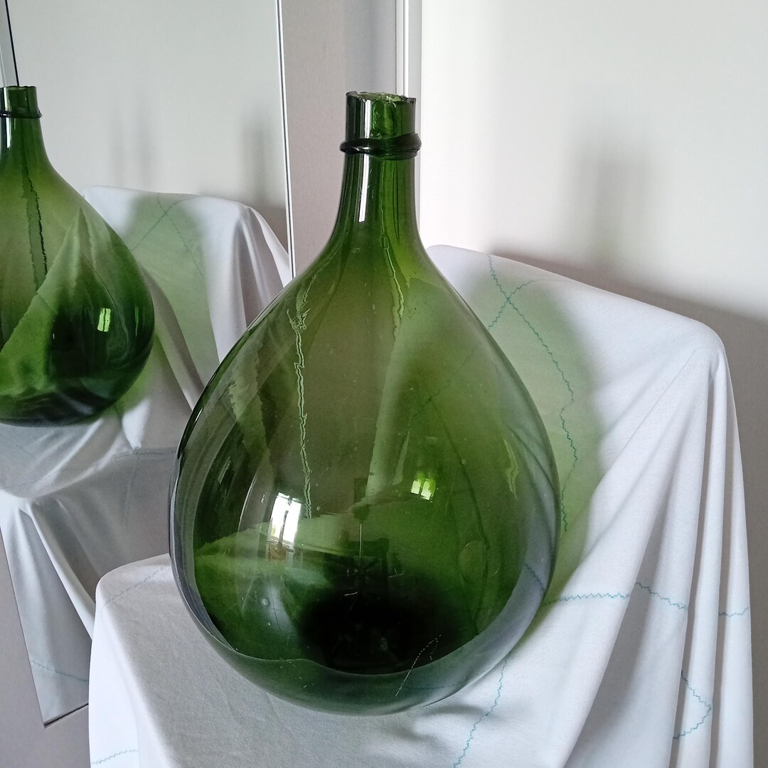 Demijohn - Antique Italian Demijohn, Green, 15 Litres, in Blown Glass ...