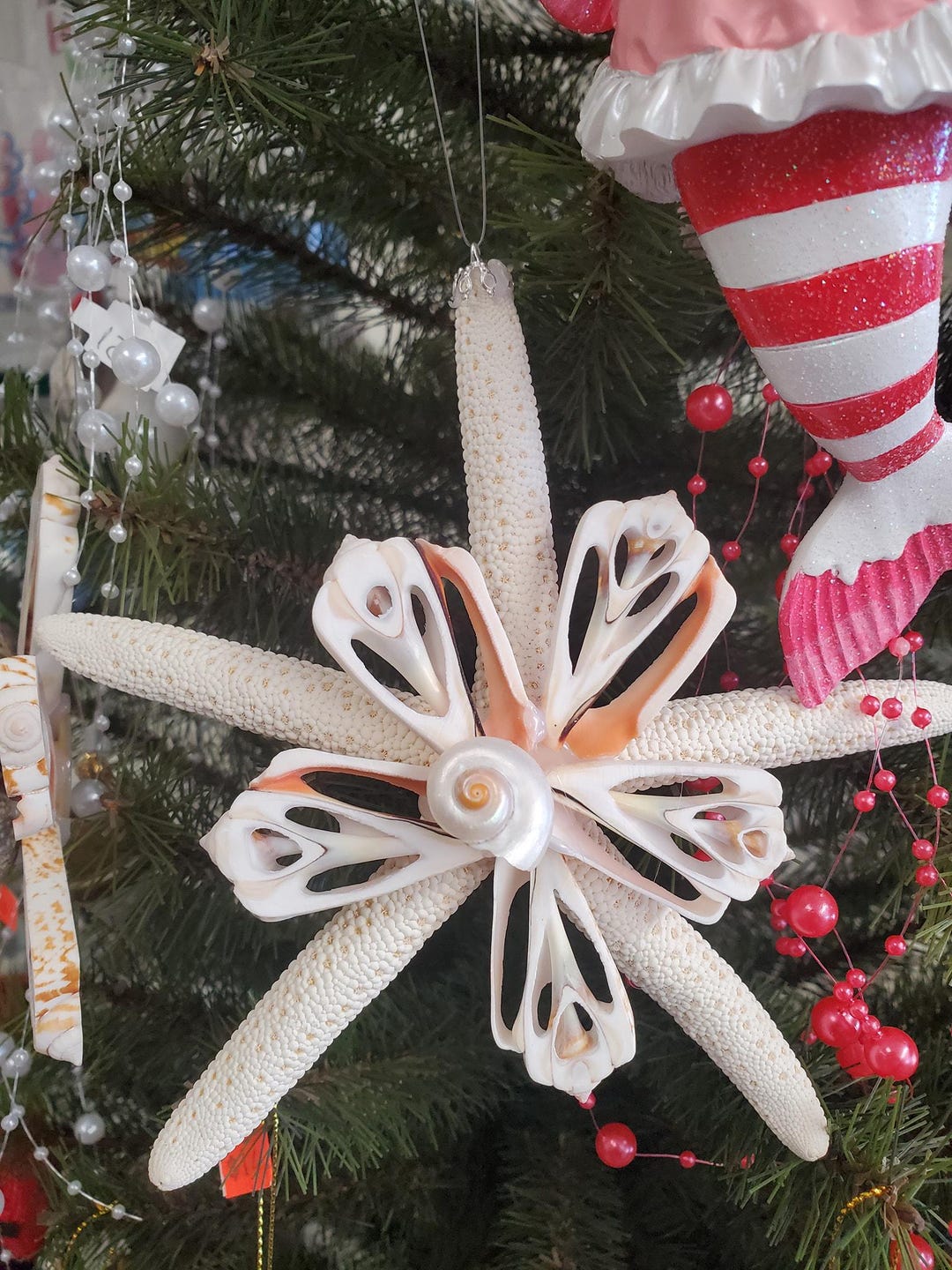 Starfish Snowflake Seashell Hand Crafted Christmas Ornament / Handmade ...