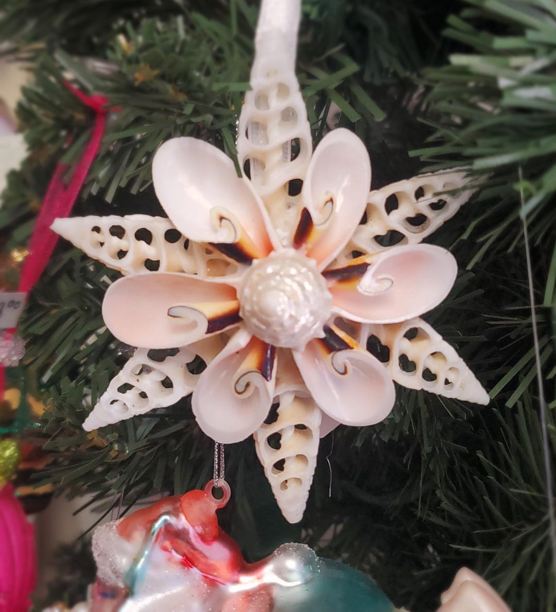 Snowflake Seashell Hand Crafted Christmas Ornament / Handmade Seashell ...