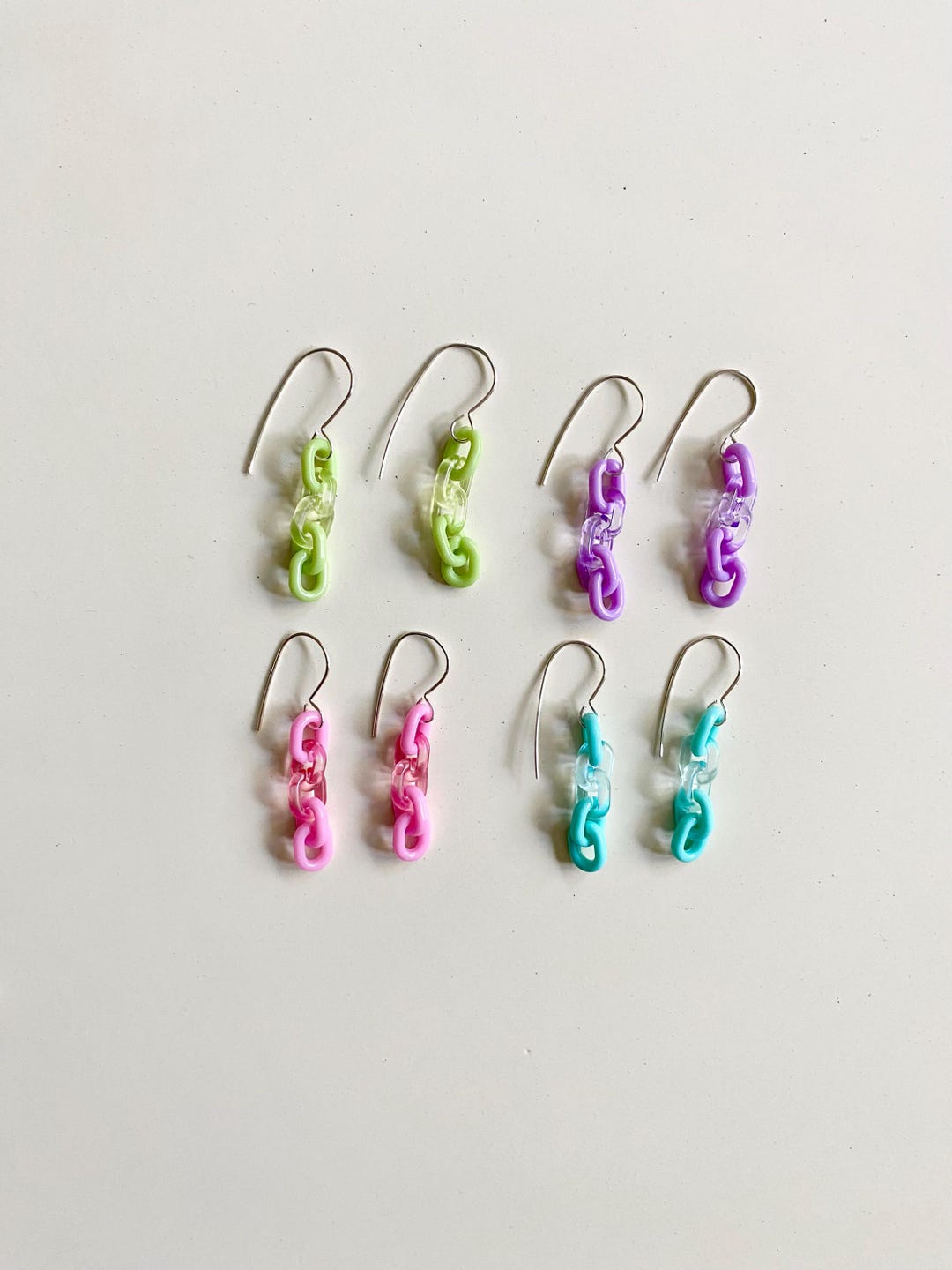 Pastel Pop Chain Earrings - Etsy